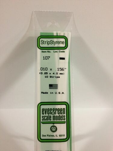 Evergreen 00107 Polystyrene Strip 0,25 x 4,00 mm (35 cm) (1 pcs)