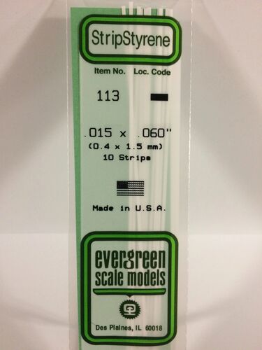 Evergreen 00113 Polystyrene Strip 0,40 x 1,50 mm (35 cm) (1 pcs)