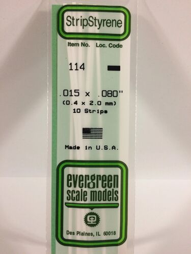 Evergreen 00114 Polystyrene Strip 0,40 x 2,00 mm (35 cm) (1 pcs)