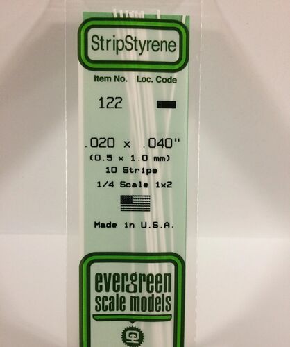 Evergreen 00122 Polystyrene Strip 0,50 x 1,00 mm (35 cm) (1 pcs)