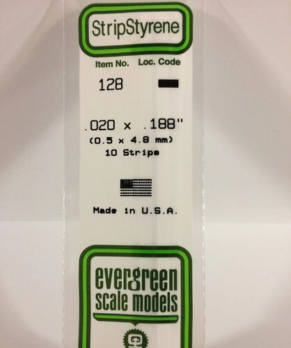 Evergreen 00128 Polystyrene Strip 0,50 x 4,80 mm (35 cm) (1 pcs)