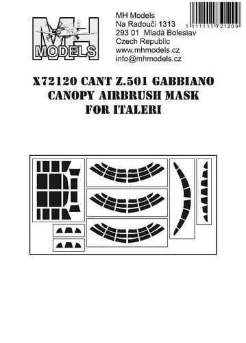 MH Models X72120 CANT Z.501 Gabbiano canopy airbrush mask for Italeri