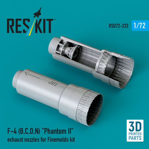 RES/KIT U72-0233 F-4 (B, C, D, N) 'Phantom II' Exhaust Nozzles For Finemolds Kit (3D Printed)
