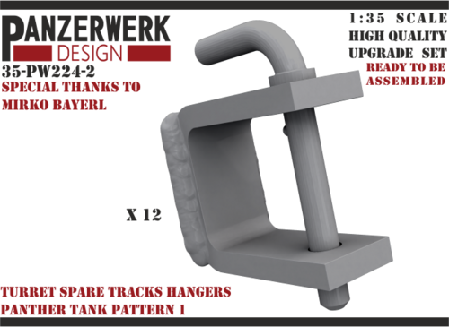 Panzerwerk Design 35-PW224-2 Turret Spare Tracks Hangers, Panther Tank Pattern 1