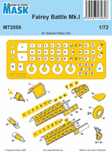 Special Hobby M72058 Fairey Battle Mk.I Mask (For Special Hobby)