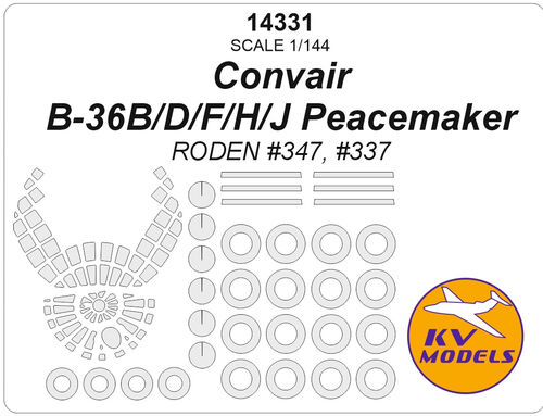 KV Models 14331 Convair B-36 B/D/F/H/J Peacemaker - Painting Masks (for Roden 347 and 337 Kits)