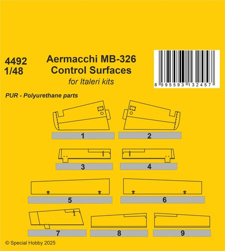 CMK K4492 Aermacchi MB-326 Control Surfaces (For Italeri)
