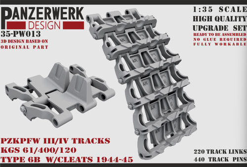 Panzerwerk Design 35-PW013 PzKpfw III/IV Tracks KGS 61/400/120 Type 6B With Cleats 1944-45