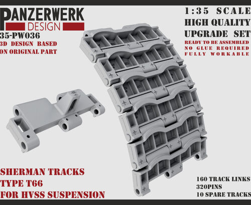 Panzerwerk Design 35-PW036 Sherman Tracks Type T66 For HVSS Suspension