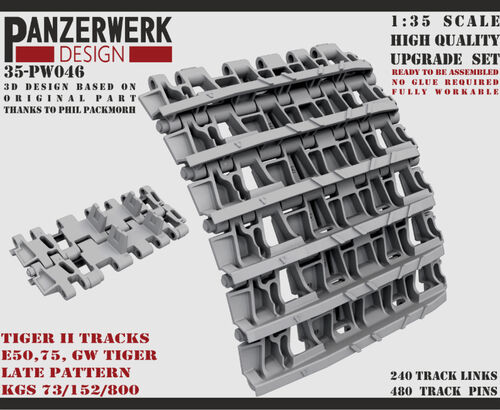 Panzerwerk Design 35-PW046 Tiger II Tracks E50, 75, GW Tiger Late Pattern KGS 73/152/800