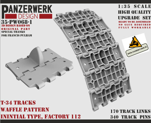 Panzerwerk Design 35-PW068-1 T-34 Tracks Waffle Pattern Initial Type, Factory 112