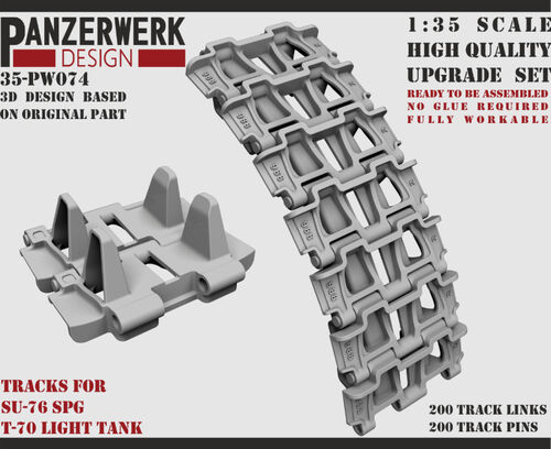 Panzerwerk Design 35-PW074 Tracks For SU-76 SPG, T-70 Light Tank