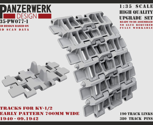 Panzerwerk Design 35-PW077-1 KV-1/2 Tracks Early Pattern 70mm Wide 1940-09.1942