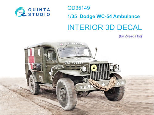 Quinta Studio QD35149 Dodge WC-54 Ambulance - 3D-Printed & Coloured Interior on Decal Paper (for Zvezda kits)