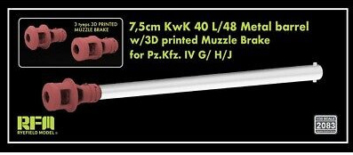 Rye Field Model RM-2083 Pz.Kpfw. IV G/H/J 7,5 cm KwK 40 L/48 Metal Barrel with 3D Printed Muzzle Brake
