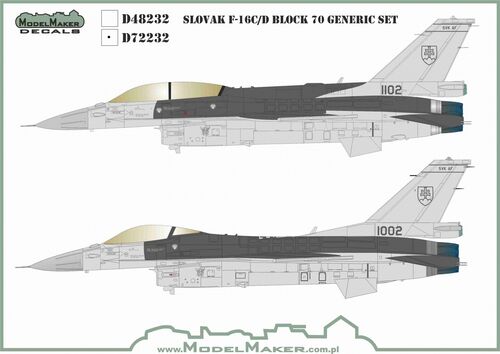 Model Maker Decals D72232 General Dynamics F-16 C/D Block 70 in Slovak Air Force