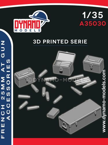 Dynamo-Models A35030 French 25mm Anti-Tank Gun Ammunition And Accessories