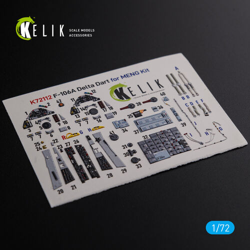 KELIK K72112 F-106A Delta Dart Interior 3D Decals For Meng Kit