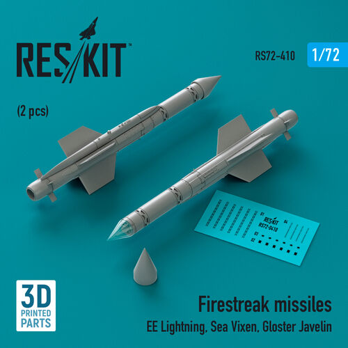 RES/KIT 72-0410 Firestreak Missiles (2pcs) (EE Lightning, Sea Vixen, Gloster Javelin) (3D Printed)