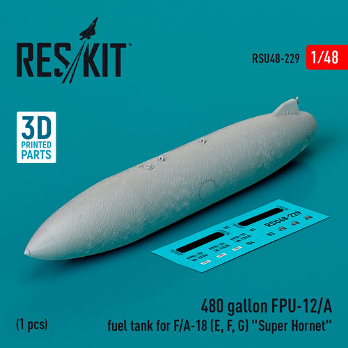RES/KIT U48-0229 480 Gallon FPU-12/A Fuel Tank For F/A-18 (E, F, G) 'Super Hornet' (1pc) (3D Printed)