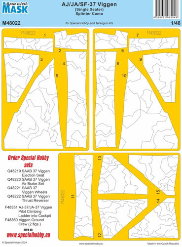 Special Hobby M48022 AJ/JA/SF-37 Viggen (Single Seater) Splinter Camo (For Special Hobby And Tarangus Kits)