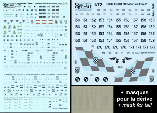 Syhart Decal 72-921 Rafale 'Export Versions' (Part 3) - Croatia - 'Croatian Air Force' (Mask For Tail Included)