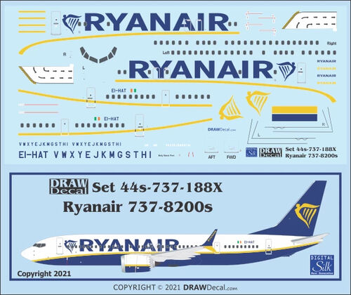 Draw Decal 44-737-188X Boeing 737-8200 - Ryanair