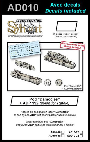Syhart Decal AD010-72 1x Pod 'Damocles', 1x Pylon ADP 192 (Decals Included)