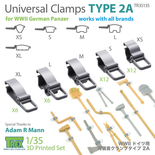 T-Rex Studio 35135 Universal Clamps Type 2A For WWII German Panzer (All Brands)