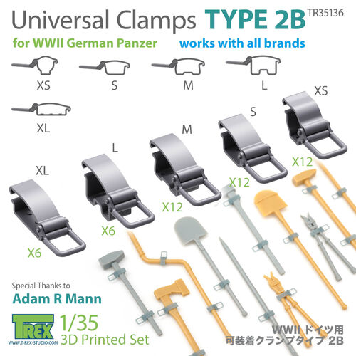 T-Rex Studio 35136 Universal Clamps Type 2B For WWII German Panzer (All Brands)