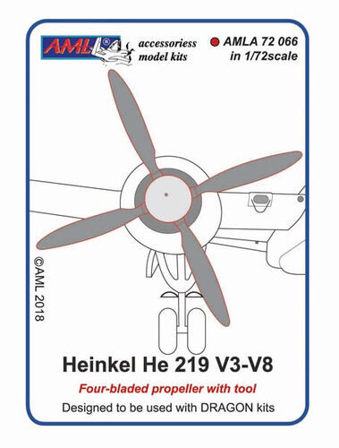 AML A72066 Heinkel He-219 V3-V8 - four bladed propeller with tool (designed to be used with Dragon kits)