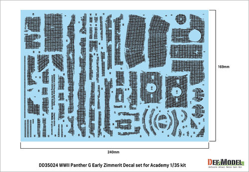 DEF Model DD35024 Pz.Kpfw.V Panther Ausf.G Early Zimmerit Coating Decal Set (For Academy)