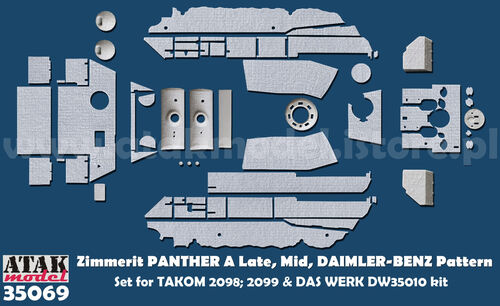 Atak Model 35069 Zimmerit Panther A Mid/Late Production - Daimler-Benz Pattern (for Takom 2098/2099 and Das Werk 35010 kits)