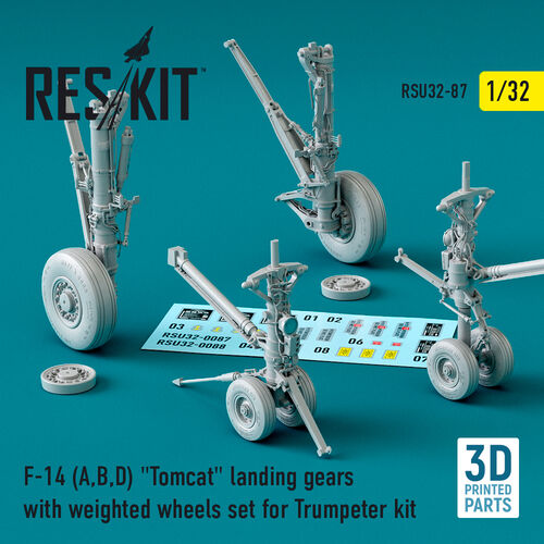 RES/KIT U32-0087 F-14 (A,B,D) "Tomcat" Landing Gears With Weighted Wheels Set For Trumpeter Kit