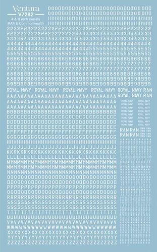 Ventura 7282 RAF and Commonwealth 4 and 8 inches serial numbers and letters - white