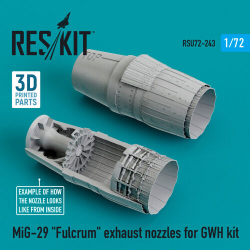 RES/KIT U72-0243 MiG-29 "Fulcrum" Exhaust Nozzles For GWH Kit (3D Printing And Resin)
