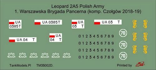 Tank Models Hobby Shop TM35001D Leopard 2A5 Armia Polska - 1 Warszawska Brygada Pancerna (Kompania Czołgów 2018-19)