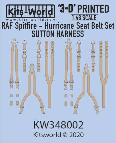 Kits World 3D148002 RAF Sutton Harness Spitfire and Hurricane Full Colour 3D Seat Belt decals