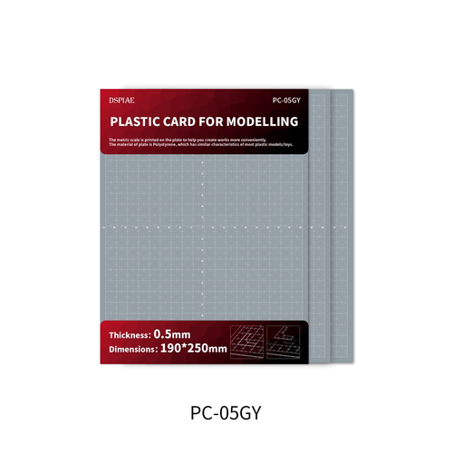 DSPIAE 56721 PC-05GY Plastic Card For Modelling (0.5mm, 3 Sheets)