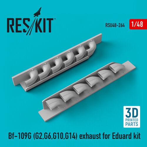 RES/KIT U48-0264 Bf-109G (G2, G6, G10, G14) Exhaust For Eduard Kit (3D Printing)