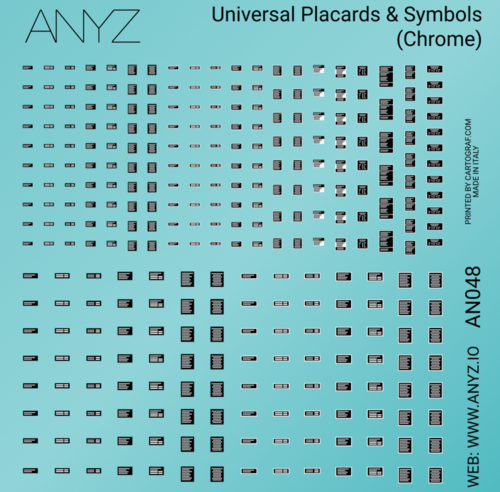 Anyz Model Accessories 048 Universal Placards and Symbols Chrome Scale Independent