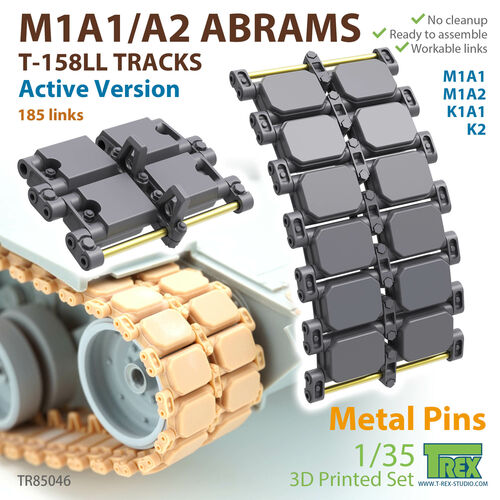T-Rex Studio 85046 M1A1/A2 Abrams T-158LL Tracks Active Version metal pins