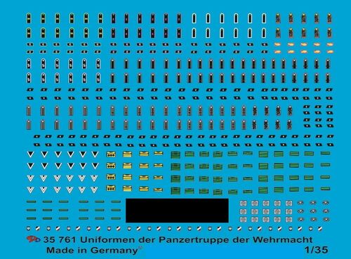 Peddinghaus-Decals 0761 Wehrmacht Uniform Insignia No. 2 Tank Corps - Generals And Camouflage Uniforms