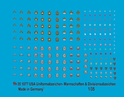 Peddinghaus-Decals 1077 USA Uniform Insignia Troops And Divisional Markings