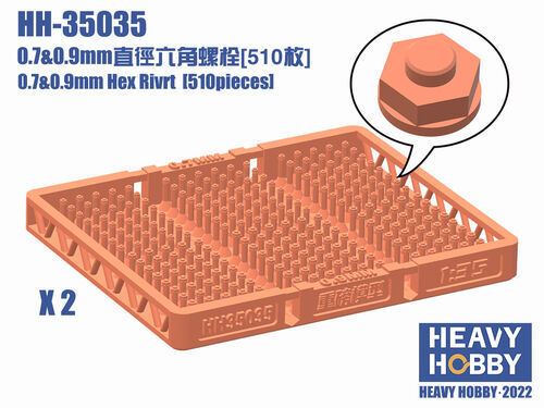 Heavy Hobby HH-35035 0.7&0.9mm Hex Rivet (510 pieces)