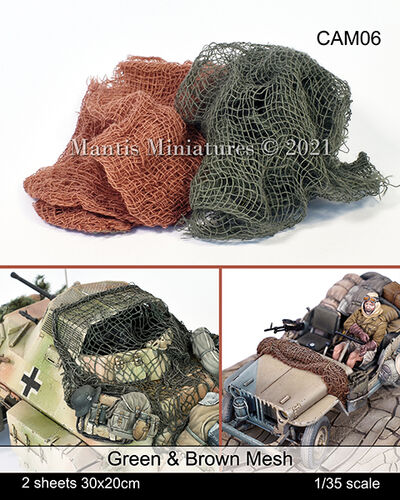 Mantis Miniatures CAMO6 Brown & Green Camouflage Mesh (2 sheets 30x20cm)