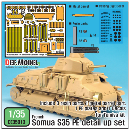DEF Model DE35013 French Somua S35 PE basic detail up set (for Tamiya 1/35)