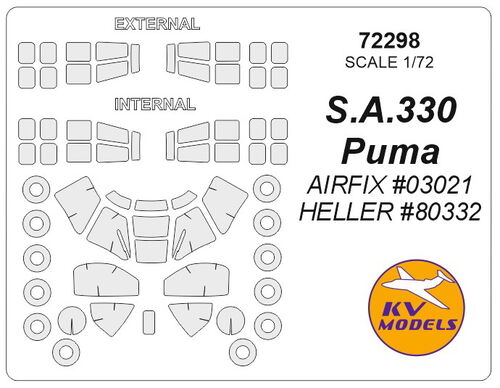 KV Models 72298 S.A.330 Puma (AIRFIX / HELLER) + wheels masks
