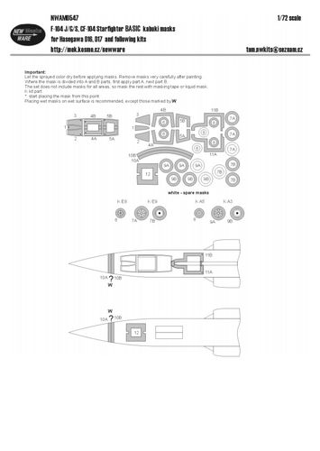New Ware AM0547 F-104 J/G/S, CF-104 Starfighter BASIC kabuki masks for Hasegawa