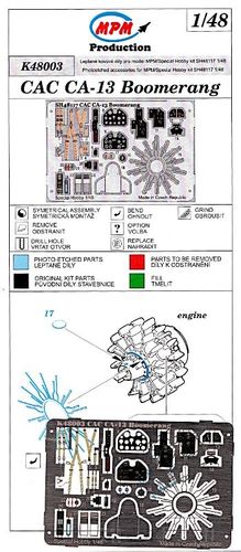 MPM K48003 CAC CA-13 Boomerang - PE Detail Set (for Special Hobby)